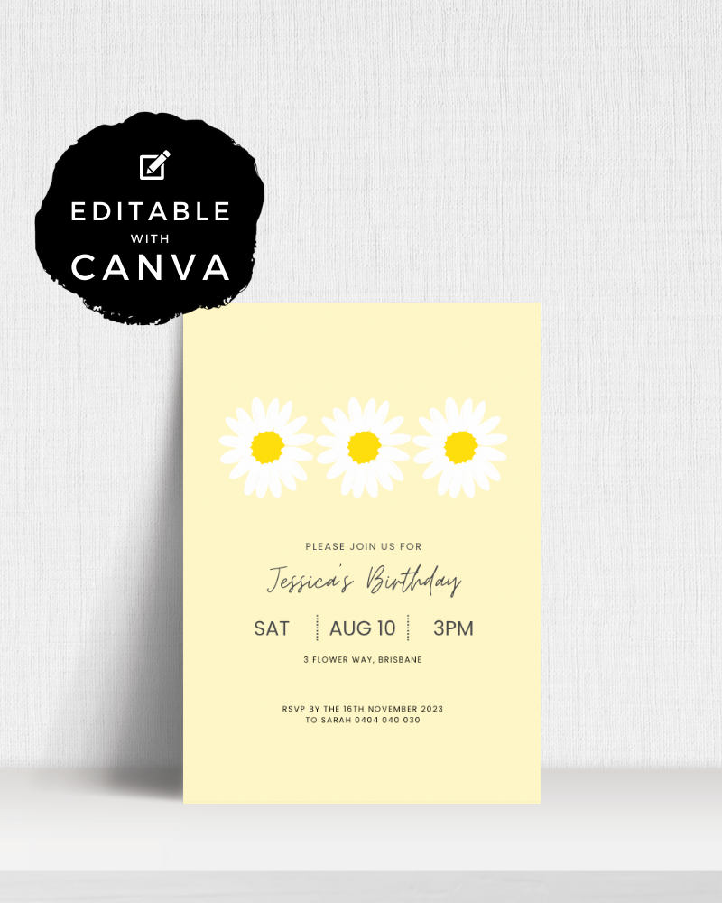 Daisy Flower Birthday Party Invite | Digital Download ALW84 – A Little ...