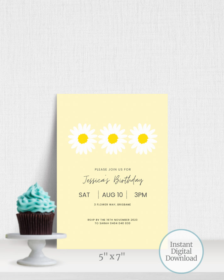 Daisy Flower Birthday Party Invite | Digital Download ALW84
